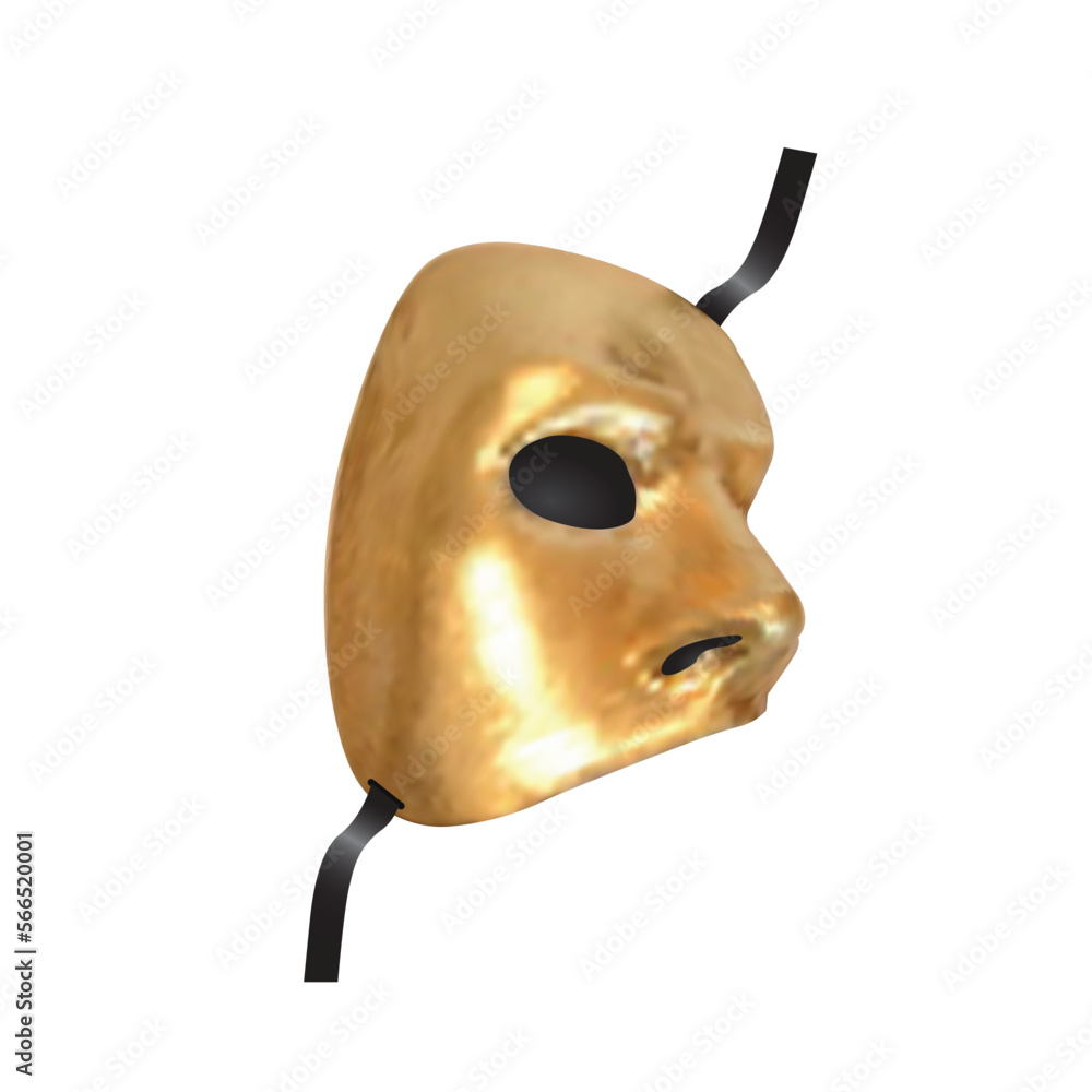 Gold phantom half mask logo design vector and icon illustration ...