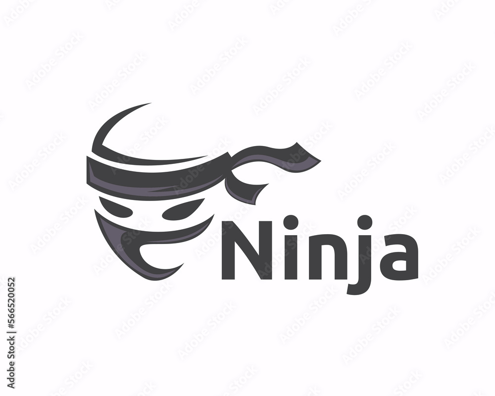 Ninja head silhouette mask logo symbol design template illustration ...