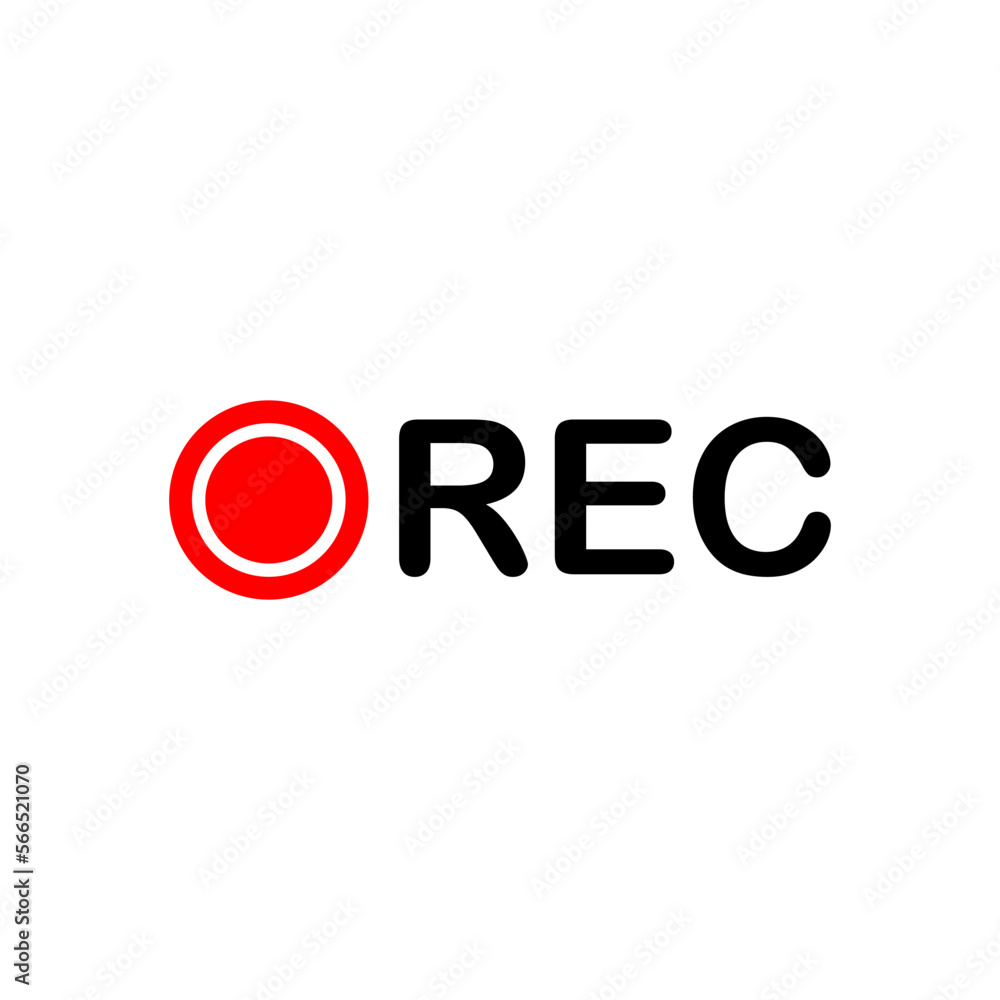 Red dot recording sign, rec. Recording sign button icon vector ...