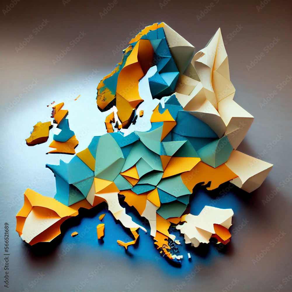 Origami map of Europe. Abstract background Stock Illustration | Adobe Stock