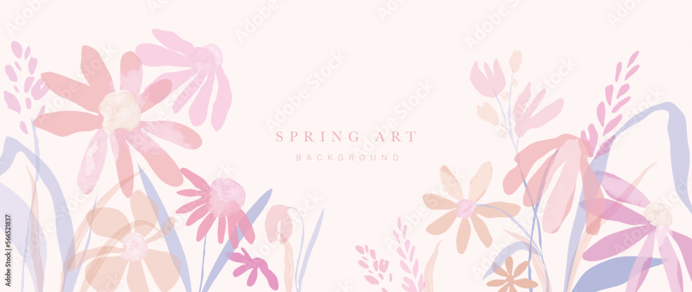 Abstract spring floral art background vector illustration. Watercolor ...