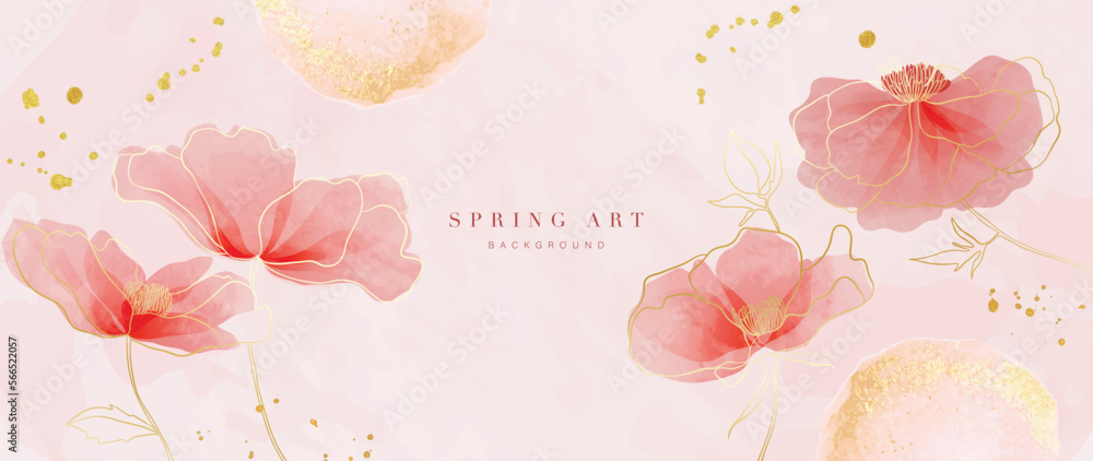 Abstract spring floral art background vector illustration. Watercolor ...