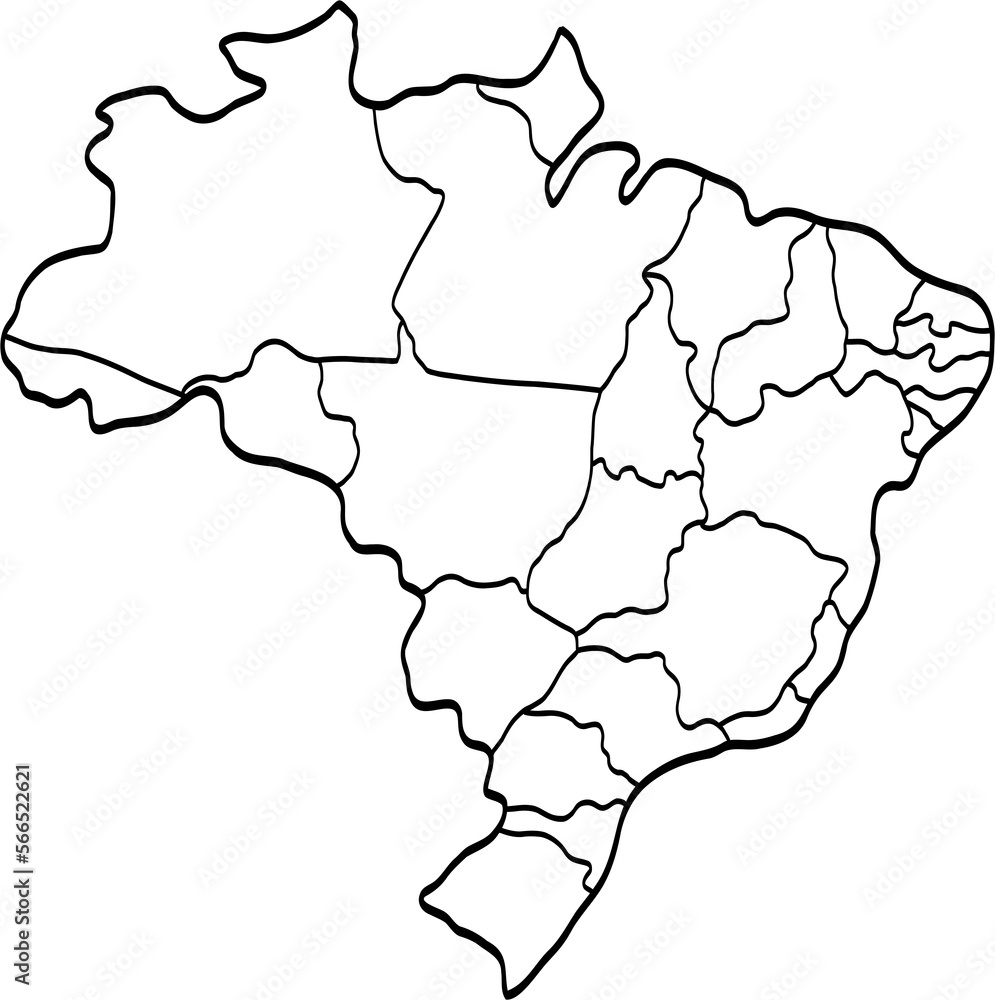 doodle freehand drawing of brazil map. Stock Illustration | Adobe Stock