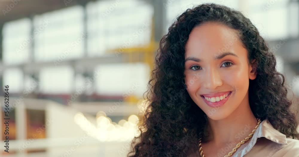 Smile on face, business and woman with confidence, mindset and ...