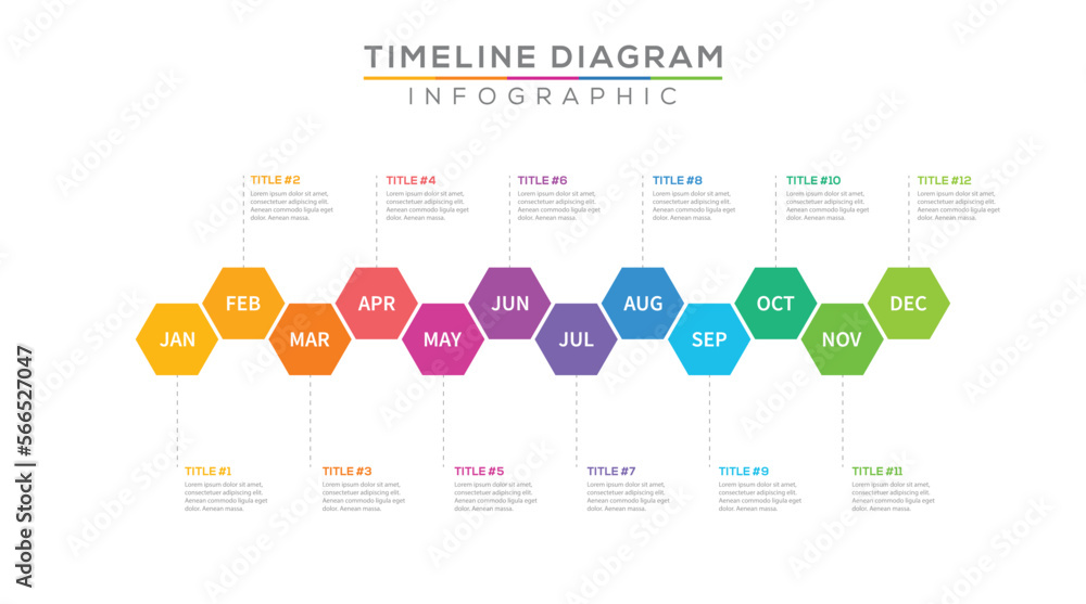 Timeline presentation for 1 year, 12 months, Timeline infographics ...