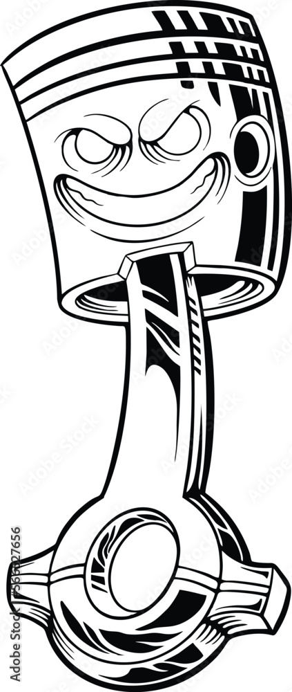 Retro engine racing piston logo silhouette vector illustrations for ...