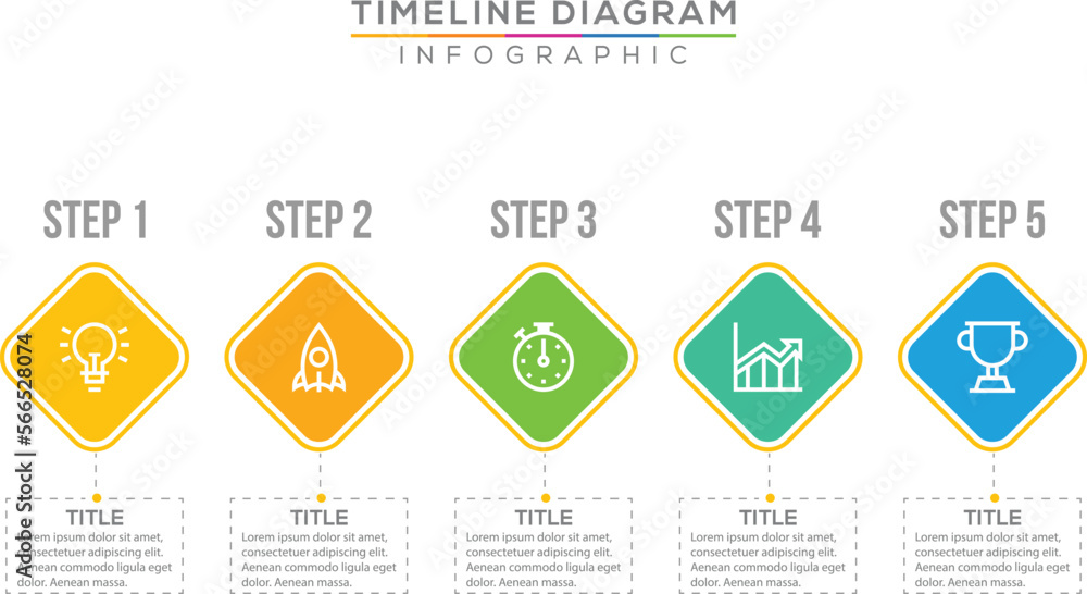Infographic template for business. 5 Steps Modern Timeline diagram ...
