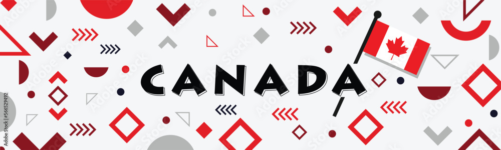 Canada day banner for independence day of Canada. Retro abstract design ...