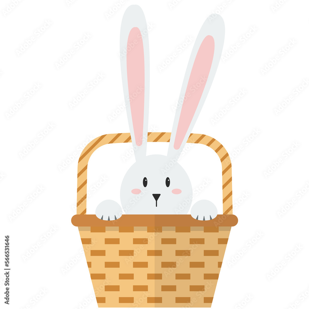 Cute bunny in basket Stock Illustration | Adobe Stock