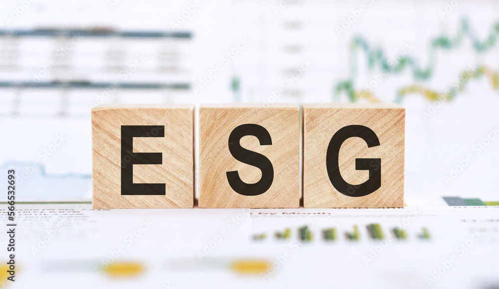 ESG word made from wooden cubes on gray background, esg - short for ...