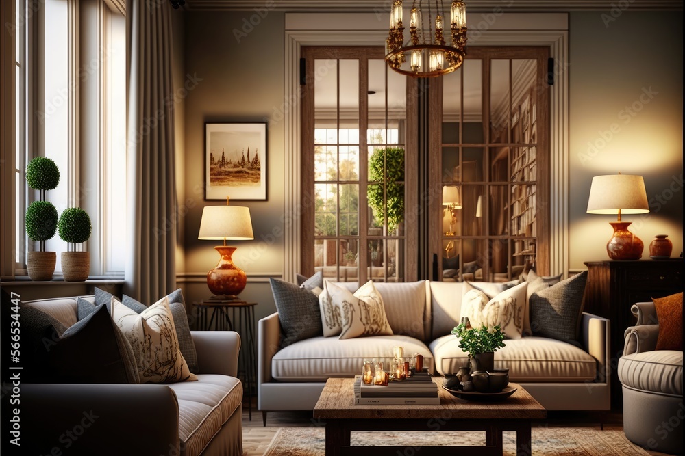 Intimate and inviting living room interior design with a comfortable ...