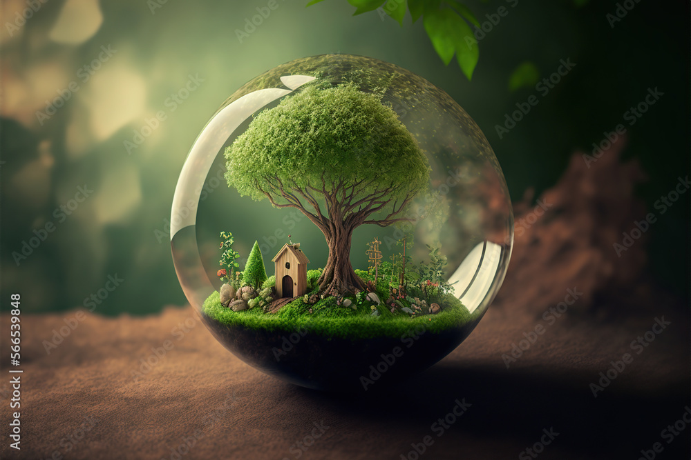 World environment and earth day concept with glass globe and eco ...