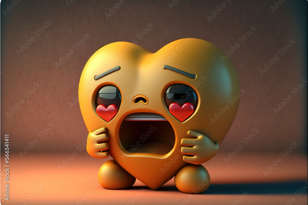 Emoticon and emoji with heart vector faces set. Emoticons of red heart ...