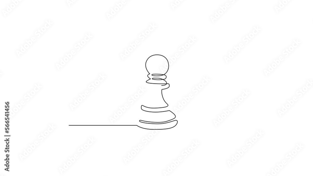 Vidéo Stock Self drawing animation of single line draw chess pawn on ...