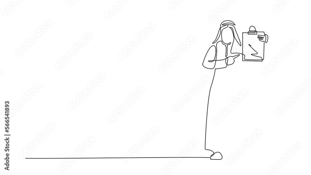 Animated self drawing of continuous line draw office workers standing ...