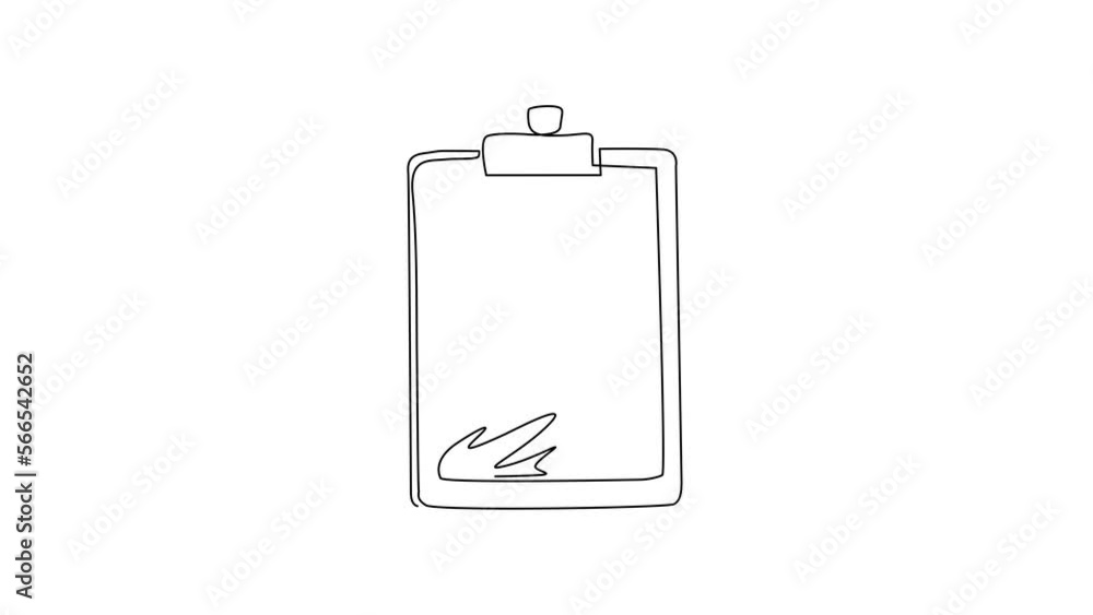 Self drawing animation of single line draw clipboard in trendy flat ...