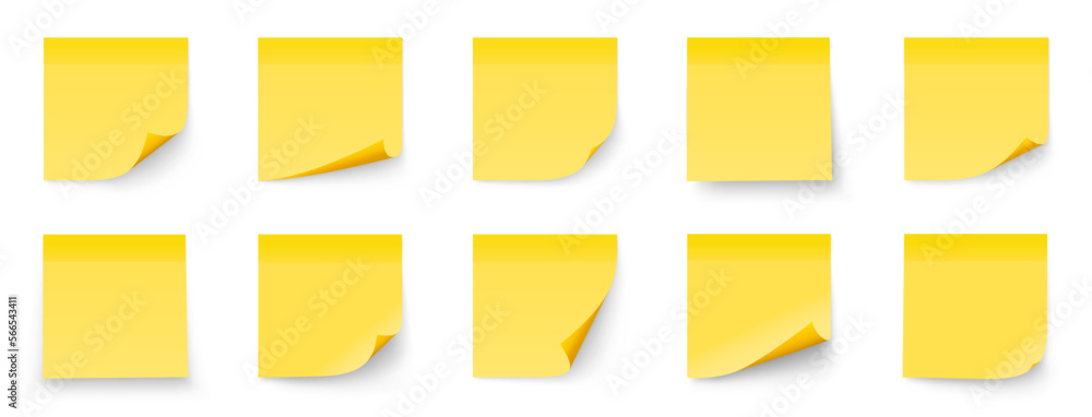 Yellow stick note collection. Realystic stick note isolated on white ...