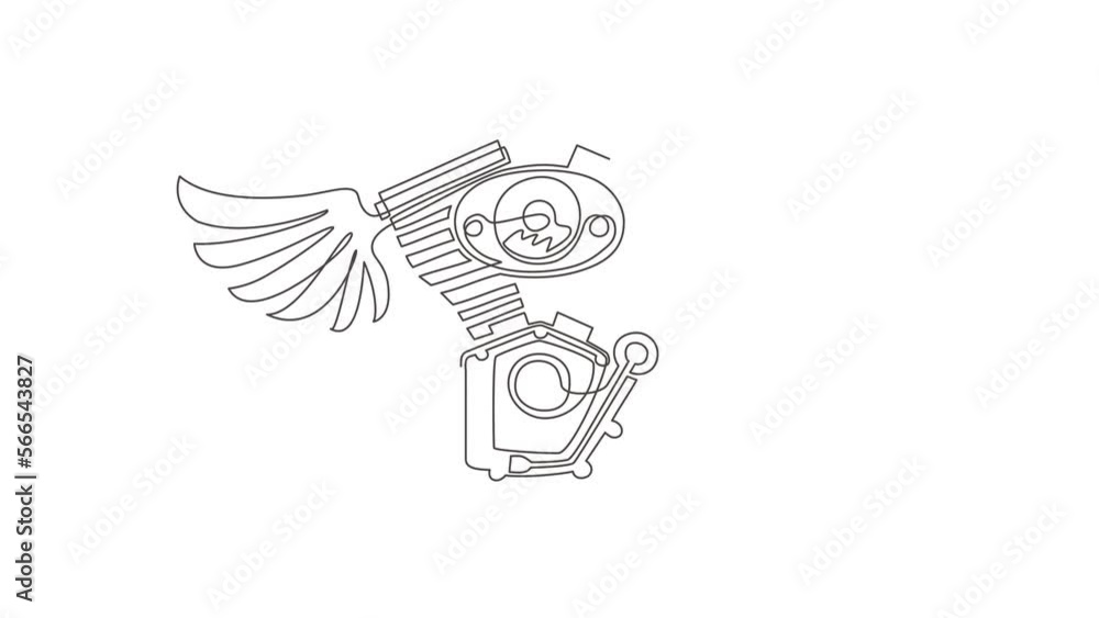 Animated self drawing of continuous line draw motorcycle club logo with ...