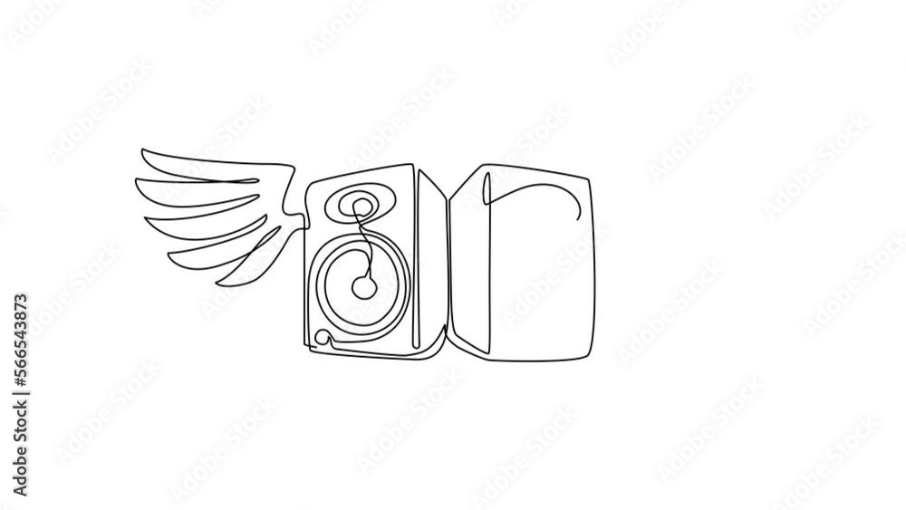 Vidéo Stock Animated self drawing of continuous line draw music system ...