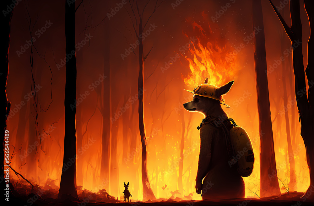Burning forest Australia due to drought and bonfire from people. Face ...