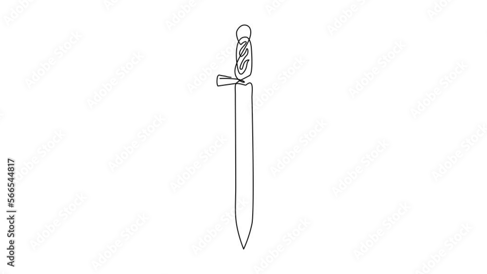Animated self drawing of continuous line draw sword, metal sword ...