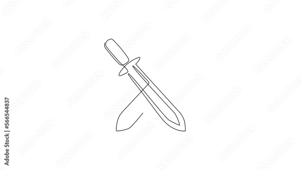Vidéo Stock Self drawing animation of single line draw crossed swords ...