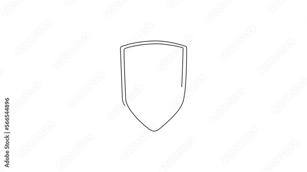 Self drawing animation of single one line draw shield secure and ...