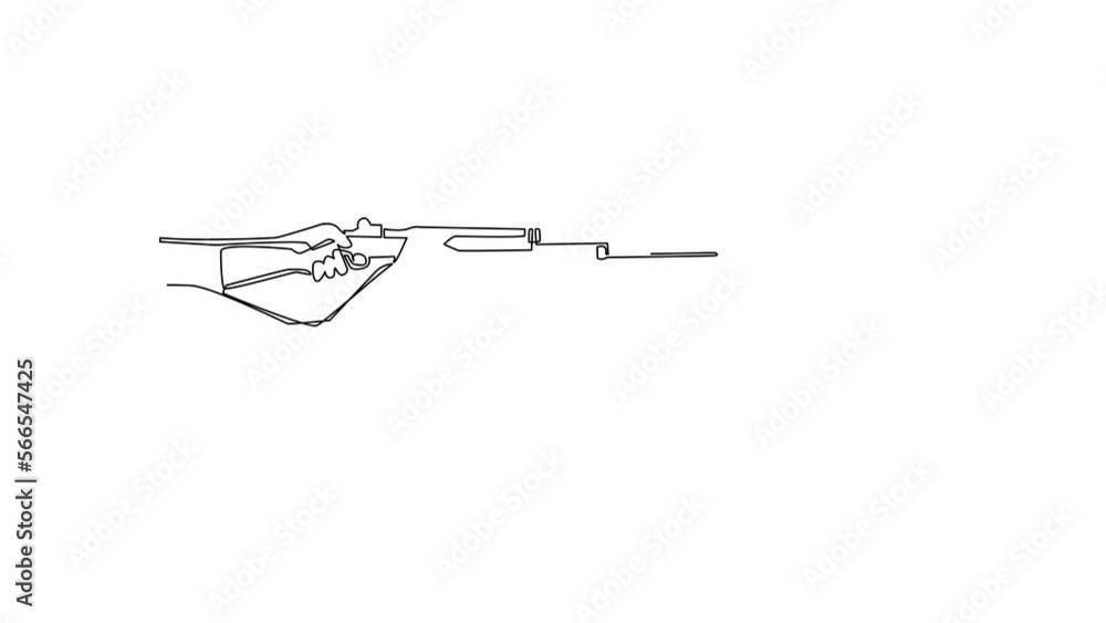 Animated self drawing of continuous one line draw hand holding M1 ...