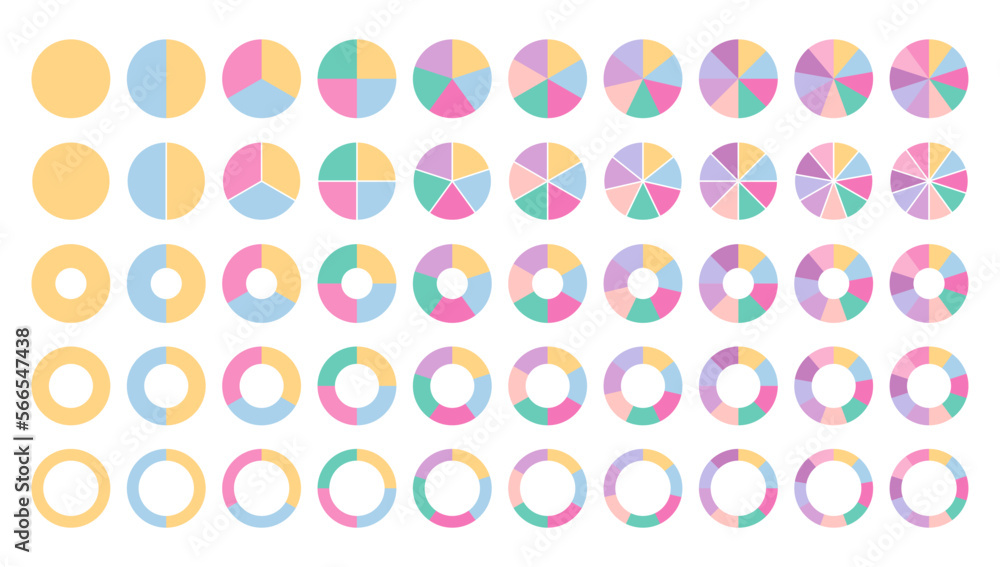 Circular structure chartdivided into multicolor segments. Circle graph ...
