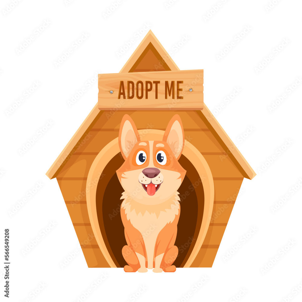 Vecteur Stock Adopt me icon, dog pet and doghouse kennel, friendly ...