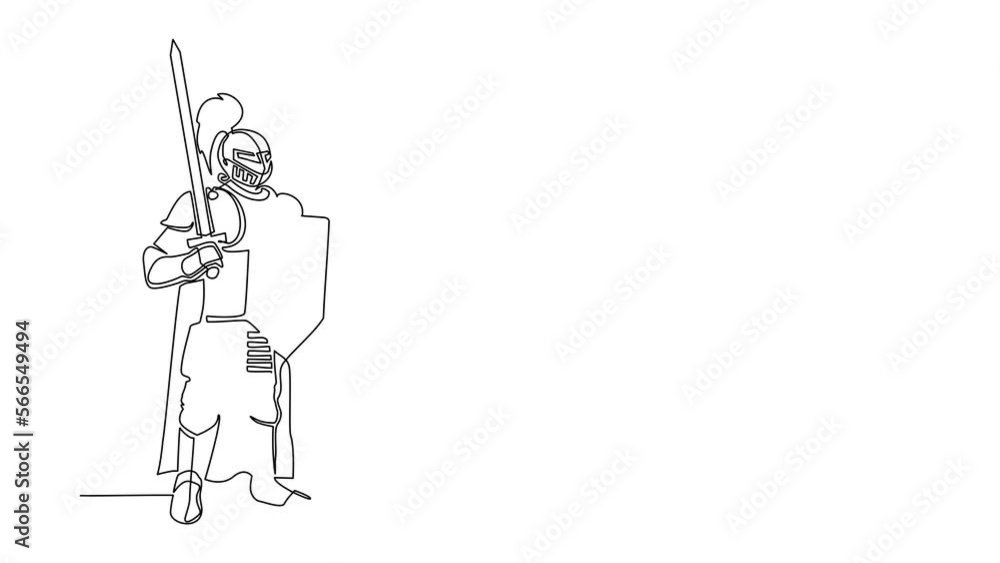 Vidéo Stock Animated self drawing of continuous line draw medieval ...