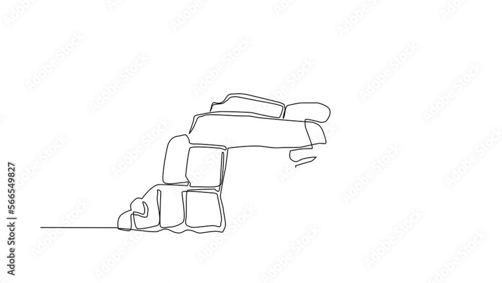 Animated self drawing of continuous line draw prehistoric stone cave ...