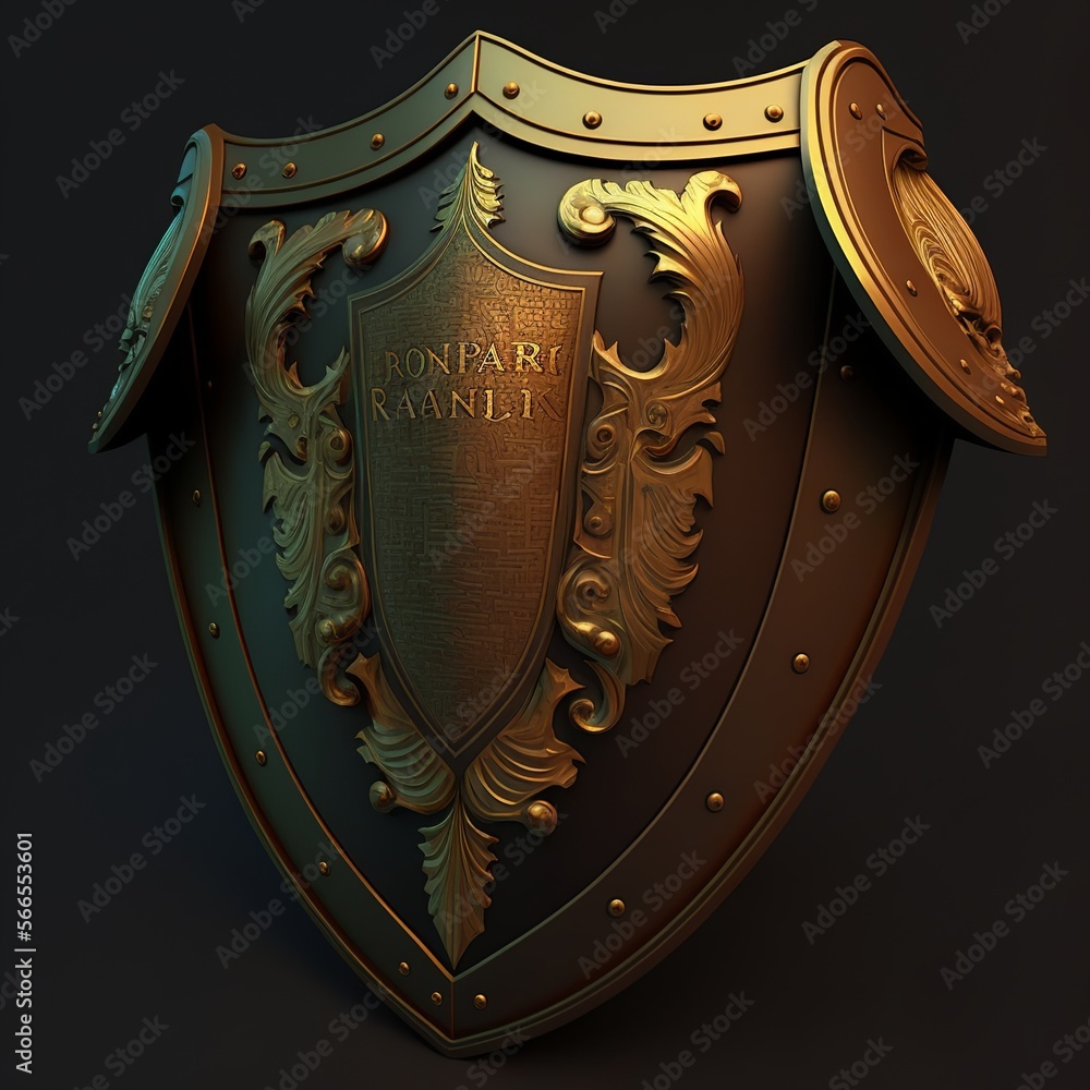 roman soldiers shield shape brown leather golden patterned museum old ...