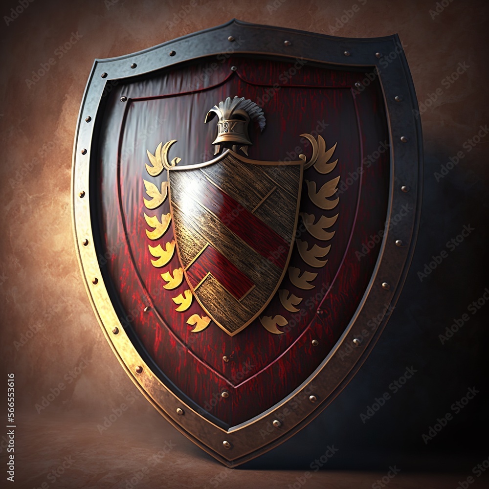 roman soldiers shield shape brown leather golden patterned museum old ...