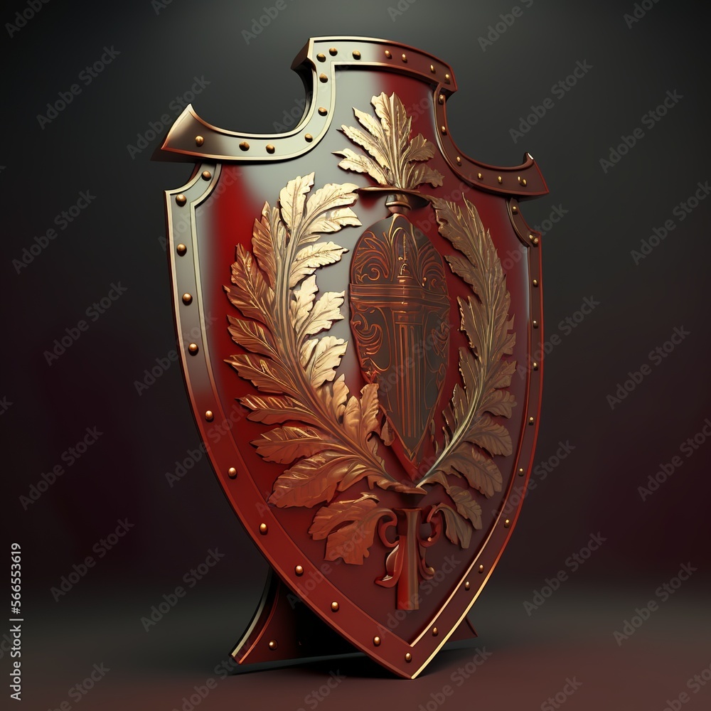 roman soldiers shield shape brown leather golden patterned museum old ...