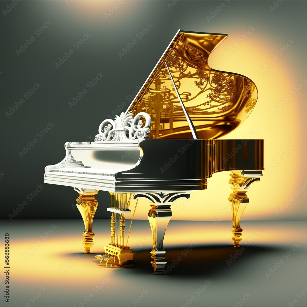 silver and gold piano with golden background music instrumental concert ...