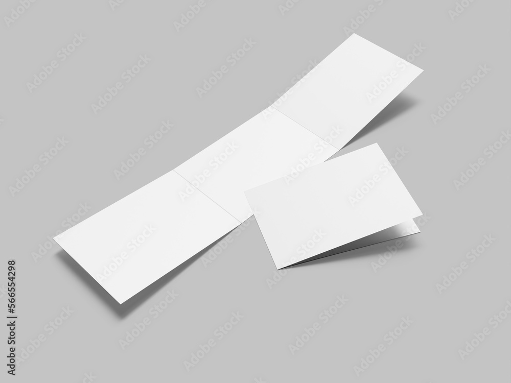 isometric A5 Trifold Landscape Brochure Realistic Mockup isolated Stock ...