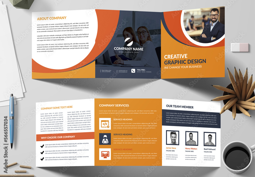 Business Trifold Square Trifold Design Template Stock Template | Adobe ...