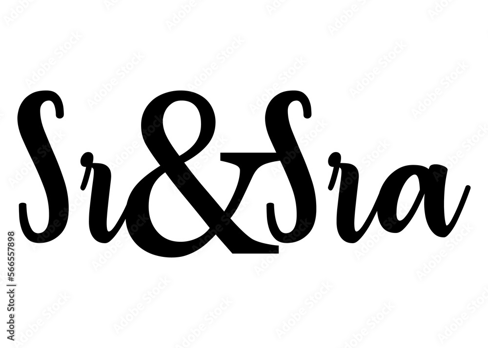 Logo aislado con letras palabra Sr and Sra en español en texto manuscrito para su uso en ...