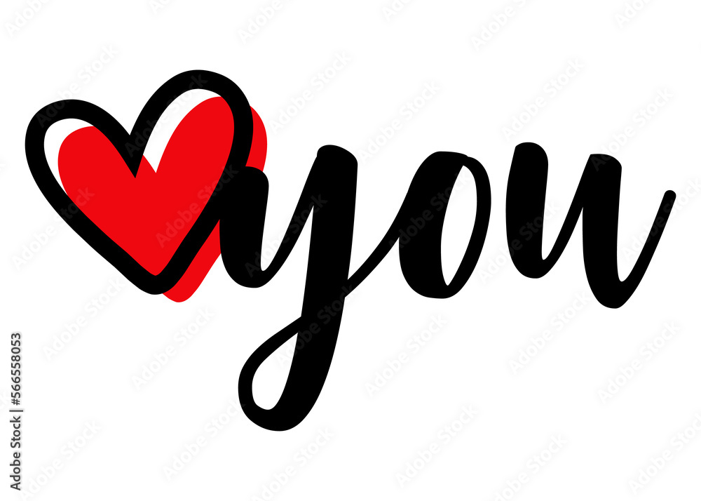 I love you. Logo aislado con letras de la palabra you en texto ...