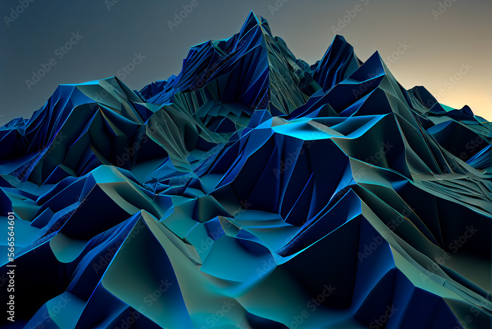 Generative AI illustration of an abstract topographic line art of blue ...