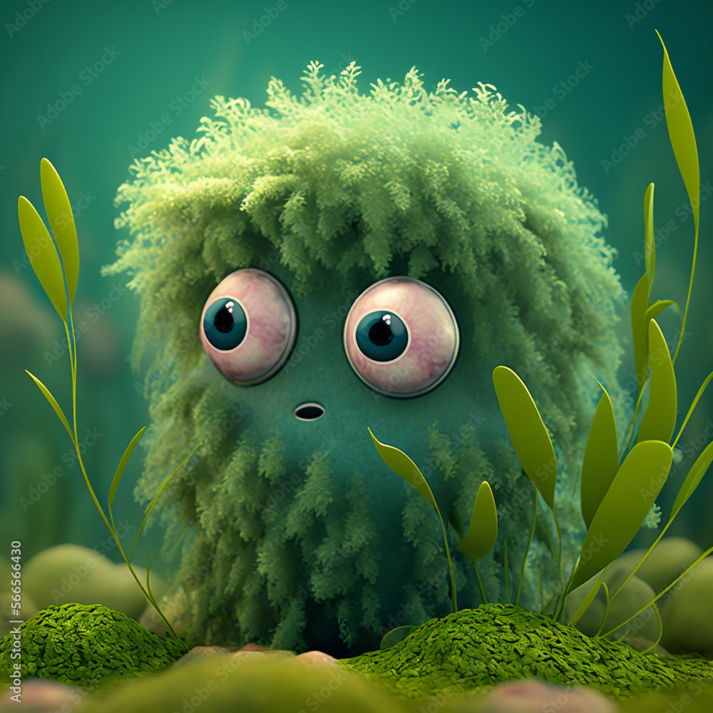 Cute cartoon seaweed character. Generative AI. Lovely seaweed. Stock ...