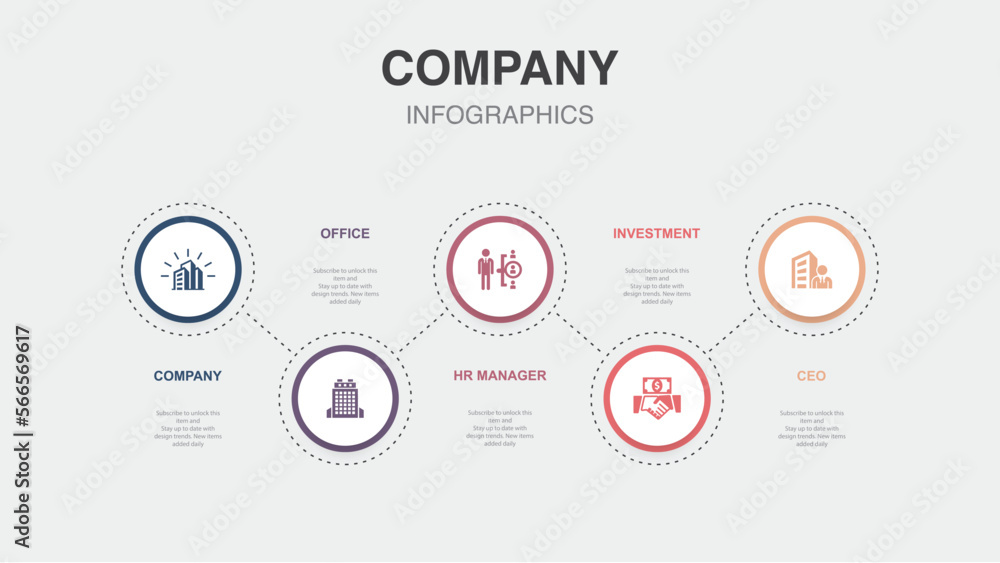 company, office, hr manager, investment, CEO, icons Infographic design ...
