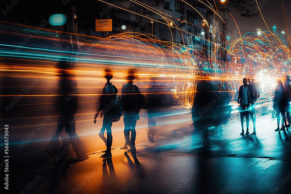 Digital information represented as lines of light that interconnect ...