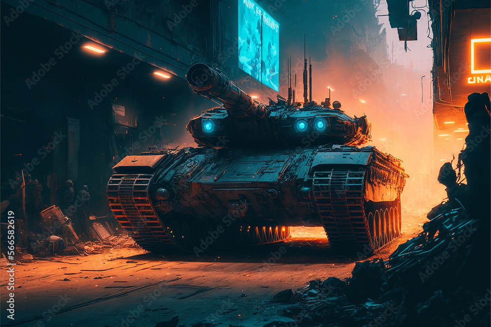 Tank Cyberpunk 2077. Generative AI, Generative, AI. Stock Illustration ...