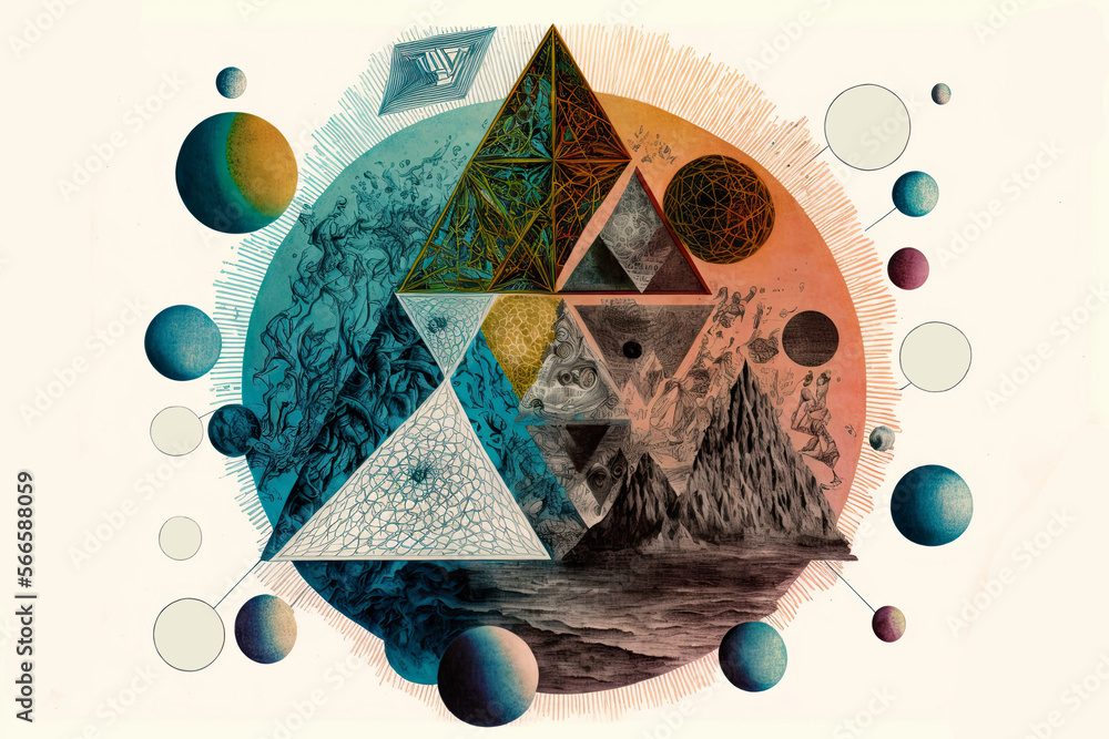 Collage pyramid of shapes and colors ideas concept created with ...