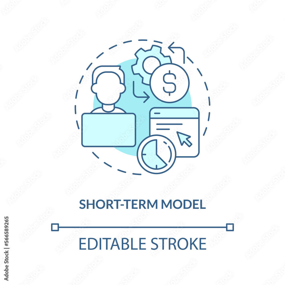 Short-term model turquoise concept icon. Temporary worker. IT staffing ...