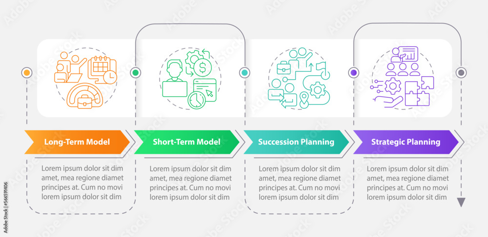 IT staffing models rectangle infographic template. Hiring. Data ...