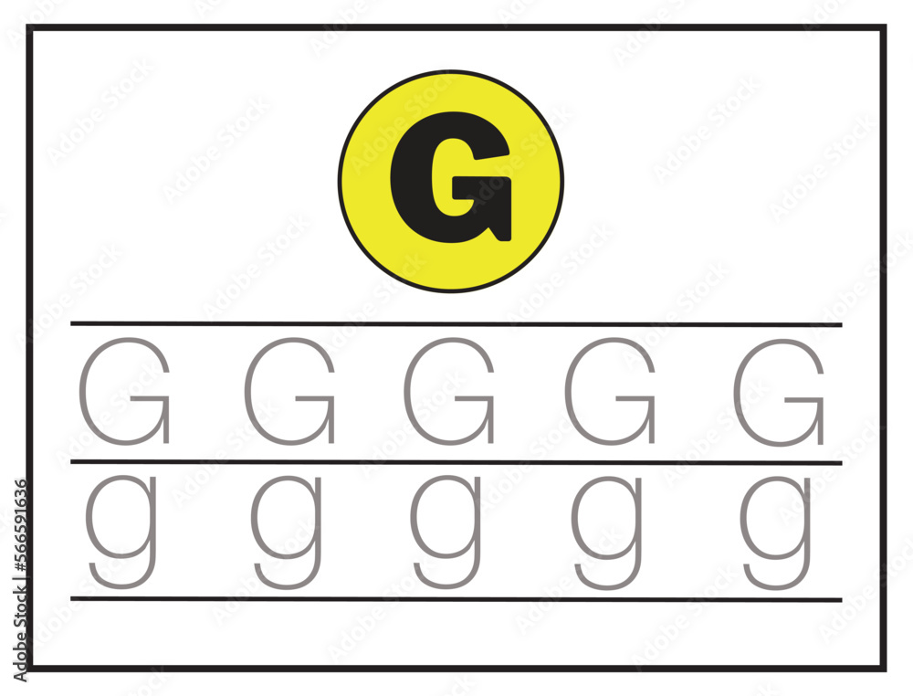 Trace letters G uppercase and lowercase. Alphabet tracing practice ...