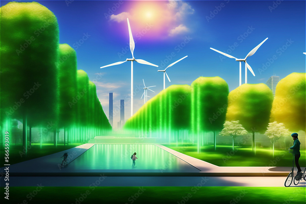 Stunning Landscape with Majestic Wind Turbines: A Vision of a Green ...